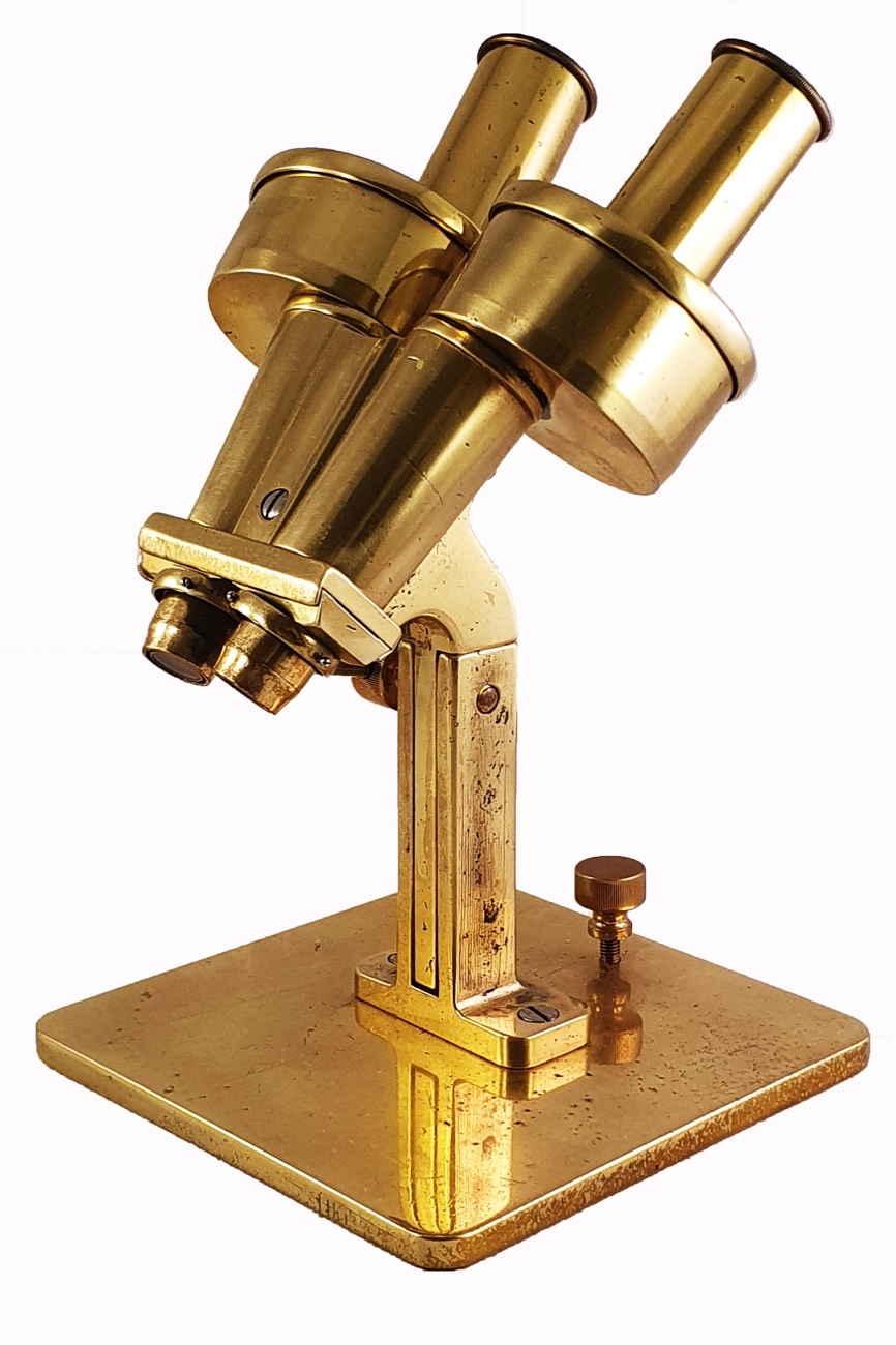 A close-up of a gold microscopeDescription automatically generated with ...